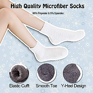 LANLEO 5/6 Pairs Womens Super Soft Fuzzy Plush Warm Winter Home Sleeping Slipper Socks 5 Pairs Solid Color Style