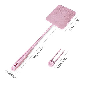 BAMFY 5 Pcs Fly Swatter Manual for Indoor, Outdoor Long Handle Fly Swatters with Tweezers for Flies, Bees, Mosquitoes, Wasps, Insects, Garden Supplies