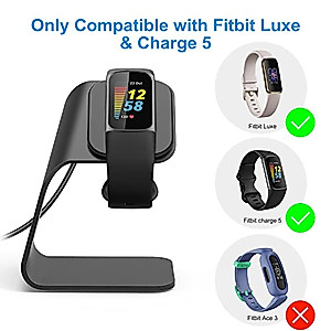 CAVN Charger Dock Compatible with Fitbit Charge 5 / Luxe, Replacement Aluminum Charging Stand Dock Station Base Accessories Cradle with 4.2ft USB Cord for Charge 5/Luxe Smart Watch