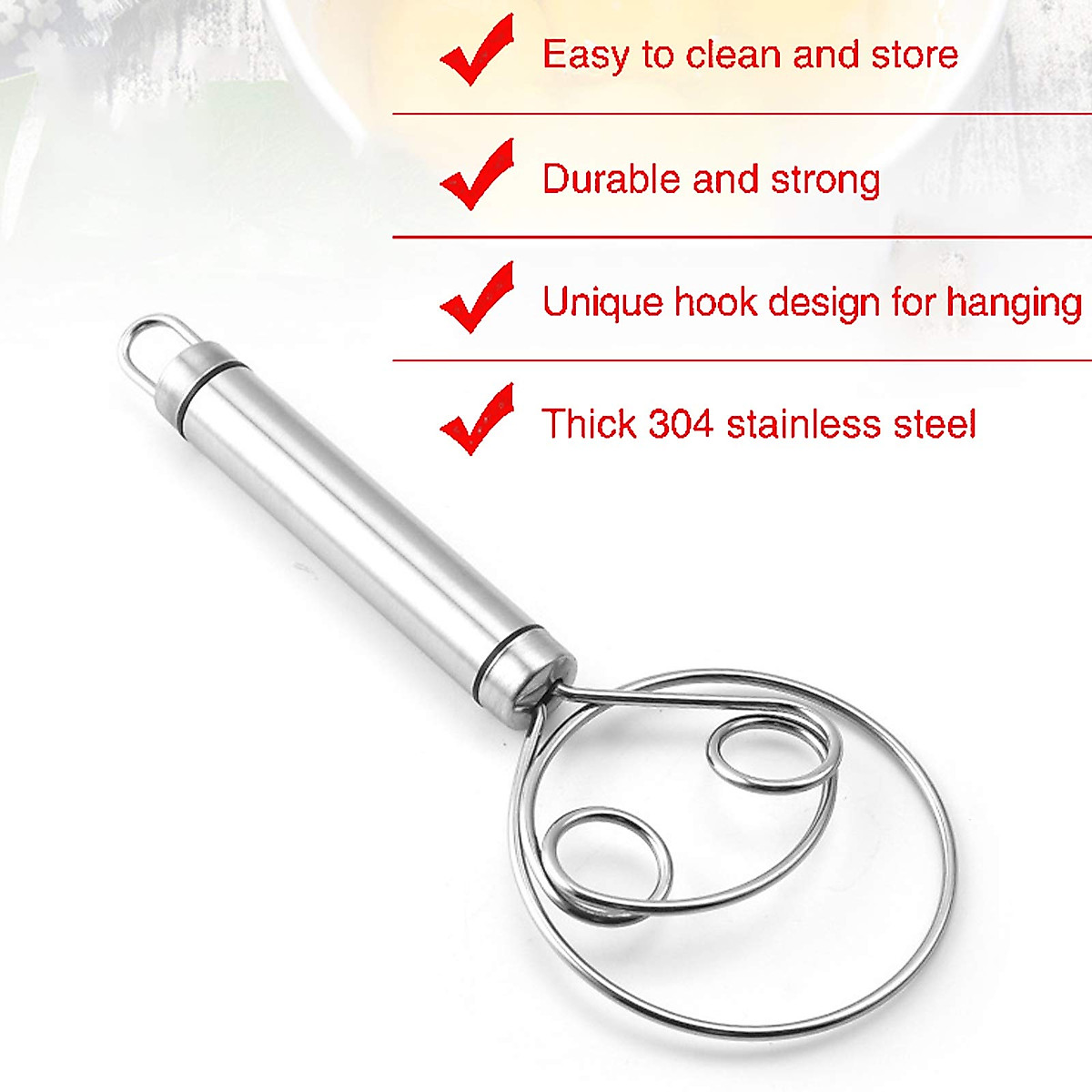 2 Pack Wisk Kitchen Tool,Pizza Dough Mixer Dutch Dough Whisk For Baking Cake Dessert Sourdough Pizza and Pastry,Artisian Blender