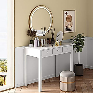 ADORNEVE Writing Desk with USB Port, Home Office Desk with Drawers and Hutch, 36.2" Study Table Computer Desk for Student/Adults, Computer Work Station with Storage Shelf, 7 Drawers, White