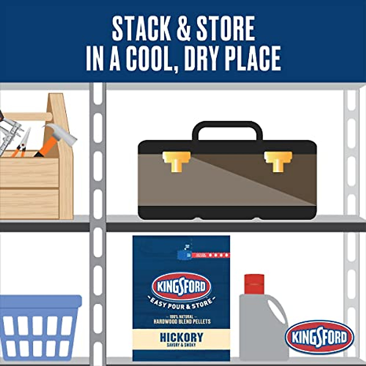 Kingsford 100% Natural Hickory Hardwood Blend Pellets - for All BBQ Grills & Smokers, 18 lbs