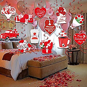 Valentines Day Decoration Hanging Swirls-Pack of 30, Red Heart Romantic Valentines Day Decor | Valentines Day Hanging Decorations for The Home Wedding Anniversary Decorations for Party(Valentines Day)