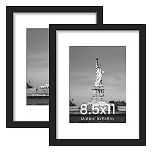 ENJOYBASICS 8.5 x 11 Picture Frame, Display Poster 6x8 with Mat or 8.5x11 Without, Wall Gallery Photo Frames, Black, 2 Pack