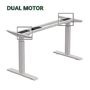 Dual Motor 63x30 Height Adjustable Electric Standing Desk,Height Stand Up Computer Desk,Sit Stand Home Office Desk with Splice Board, White and Oak Top, White Frame