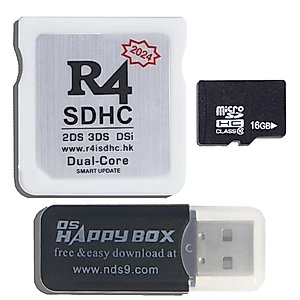 R4 2024 HK SDHC Dual Core Update Adapter Card with 16GB TF SD Card for DS DSI 2DS 3DS NDS, No Game Timebomb, White