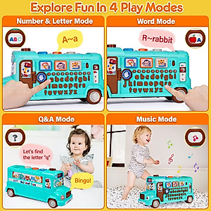 Toys for 1 Year Old Boy Gifts, Baby Toys 12-18 Months School Bus Learning Toys for 1 2 3 Year Old Boys Girls Kids Education Toys with Alphabet ABC/Music/Light/ for Toddlers 1-3 Birthday Xmas Gifts