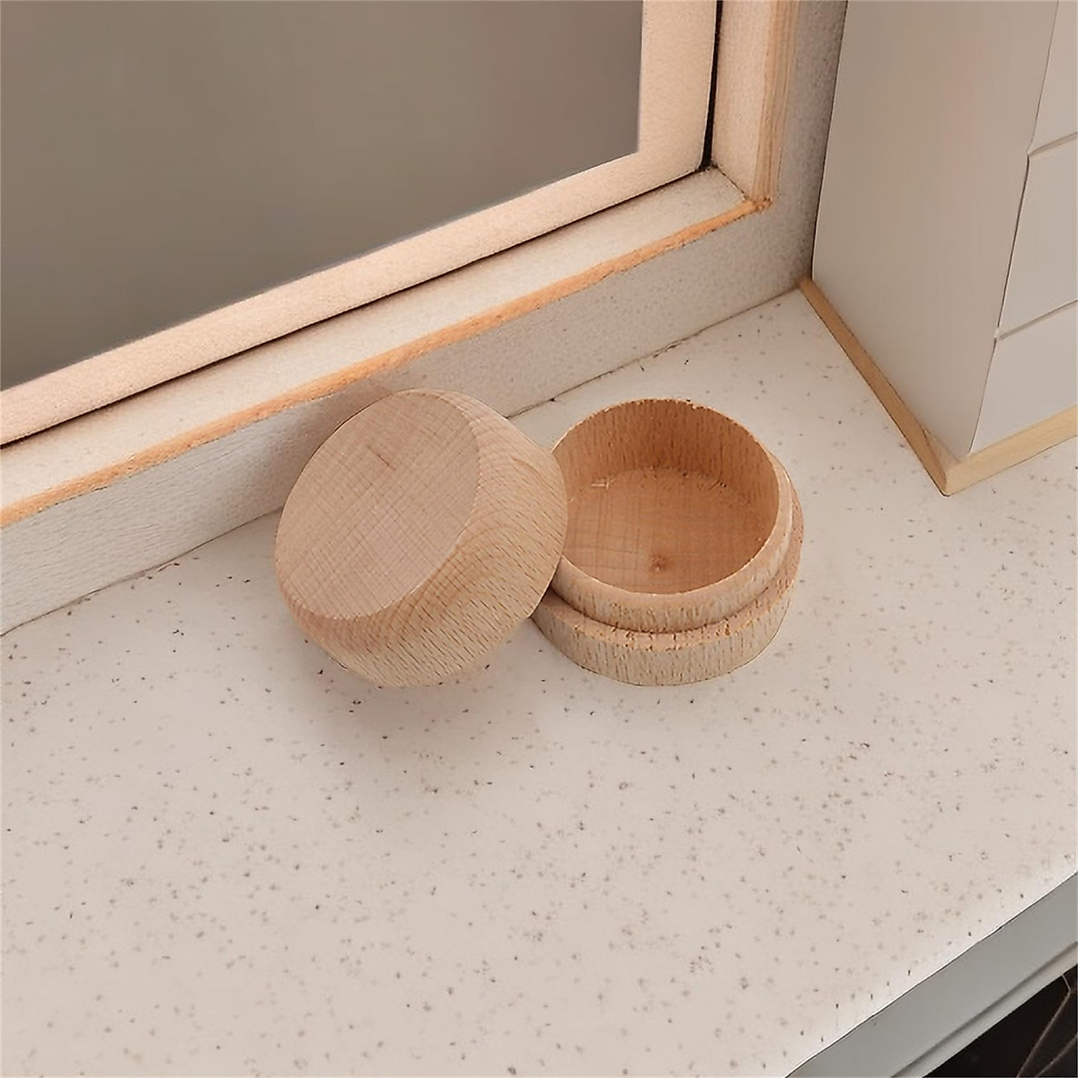 Mini Round Wooden Boxes,Portable Trinket Earrings Organizer,Wedding Ring Jewelry Bearer Boxes,DIY Craft Gift Case