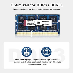 Yongxinsheng DDR3 / DDR3L 8GB Kit (4GBx2) Laptop RAM 1600MHz PC3L/PC3-12800 SODIMM Non-ECC Unbuffered 1.35V/1.5V 2Rx8 Dual Rank 204 Pin CL11 Notebook Computer Memory Upgrade Module(Blue)