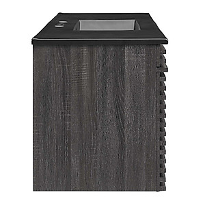 Modway Render 48" Wood Wall-Mount Bathroom Vanity - Charcoal/Black