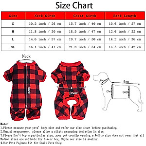 Topbuti Pet Christmas Pajamas Red Black Buffalo Plaid Jumpsuit Dog Cat Soft Winter Clothes Puppy Doggie Checkered Sweater Apparel (Small)