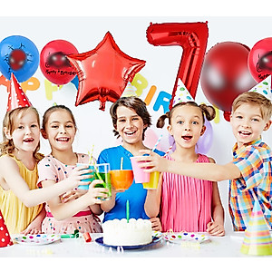 Cartoon Heroes Spider Birthday Decorations, Spider Pattern 6th Birthday Balloons, 32inch number 6 Cartoon Aluminium Balloon, The Spider Birthday Balloons for Kids Birthday Baby Shower Decorations