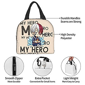 BearLad Boku No My Her0 Academ1a Todoroki Lunch Bag Tote Anime Container For Women Box Insulated Kids Cooler School Travel, One Size
