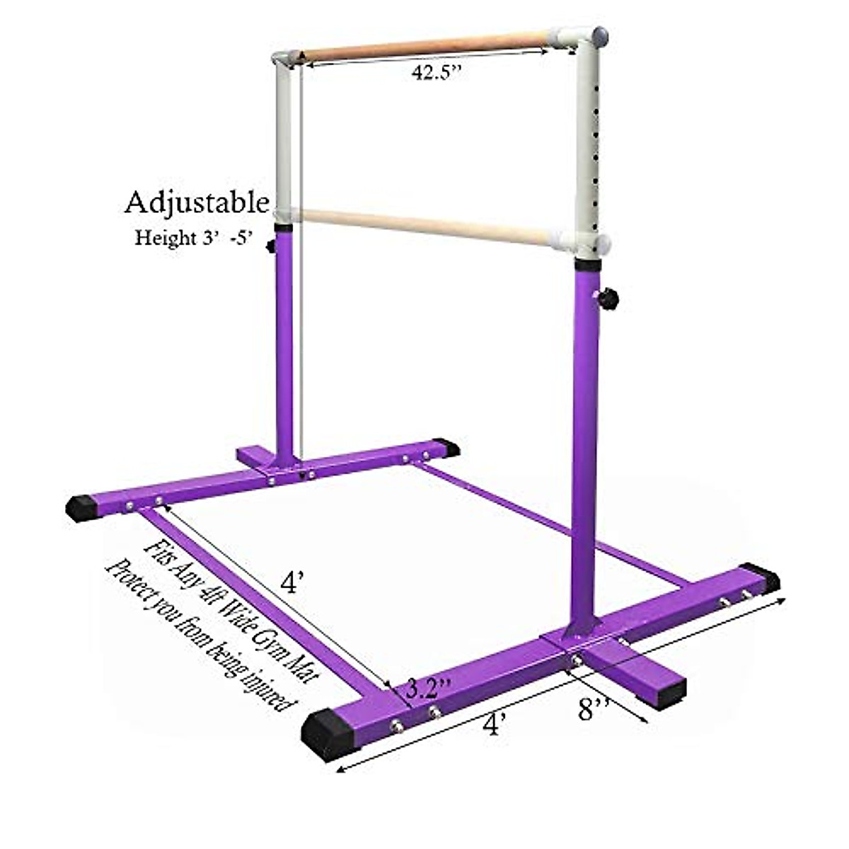 SL Power Gymnastic Kip Bar,Horizontal Bar for Kids Girls Junior,3' to 5' Adjustable Height,Home Gym Equipment,Ideal for Indoor and Home Training,1-4 Levels,300lbs Weight Capacity