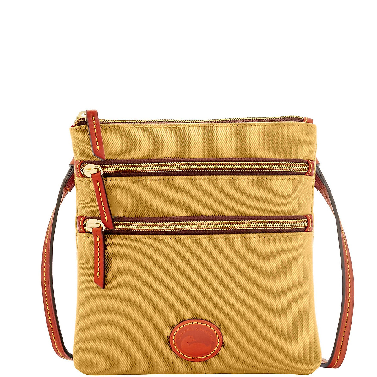 Dooney & Bourke Women's North South Triple Zip Crossbody in Lightweight Nylon, Handbag with Adjustable Shoulder Strap, Black