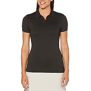 Callaway Womens Opti-Dri¿ Micro-Hex Short Sleeve Polo Caviar LG (Women's 10-12) One Size