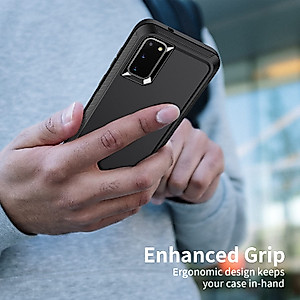 Mieziba for Galaxy S20 5g Case,Shockproof Dropproof Dustproof 3-Layer Full Body Protection Rugged Heavy Duty High Impact Hard Cover Case for Galaxy S20 6.2 inch,Black