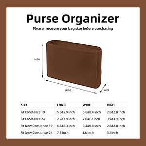 DGAZ Silk Purse Organizer Insert Fits Constance 19/New19/24/New24 bag，Silky Smooth Bag Organizer，Luxury Handbag & Tote Shaper（Gold，newC19）