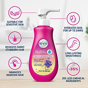 Veet Gel Hair Remover Cream, Sensitive Formula, 13.5 oz (Pack of 4)