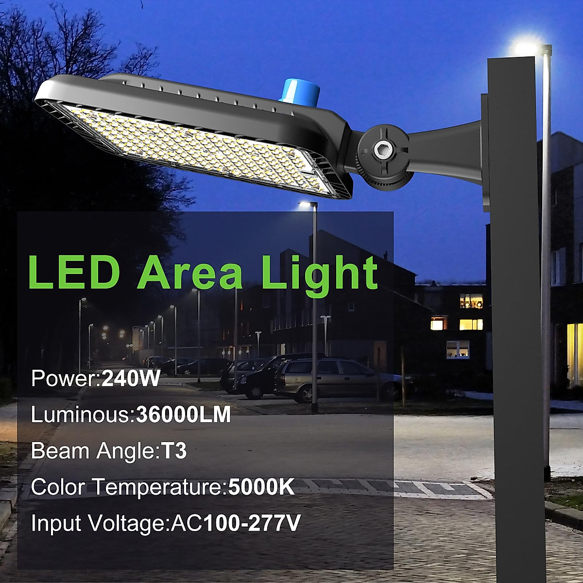 AntLux 240W LED Parking Lot Lighting, 36000LM (150LM/W) LED Parking Lot Lights with Adjustable Arm Mount, 5000K Street Light Dusk to Dawn Photocell, Waterproof LED Shoebox Light-4Pack