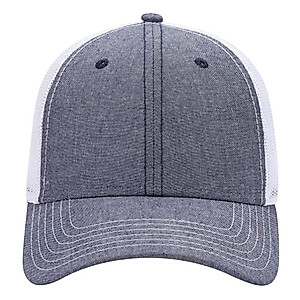 OTTO Cotton Blend Chambray 6 Panel Low Profile Baseball Cap - NVY/Wht