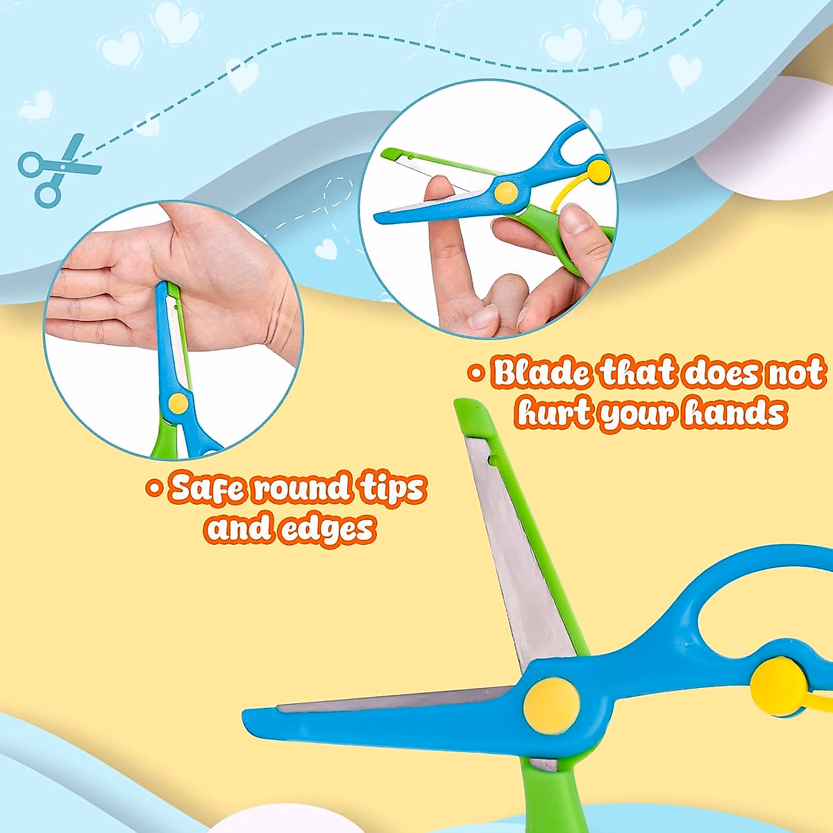 LovesTown Preschool Training Scissors,6 Pcs Dual-Colour Children Safety Scissors Pre-School Training Scissors Safety Scissors Art Craft Scissors