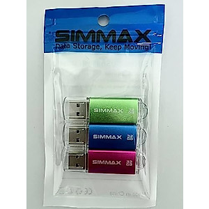 SIMMAX Memory Stick 32GB 3 Pack 32GB USB 2.0 Flash Drives Thumb Drive Pen Drive (32GB Pink Blue Green)
