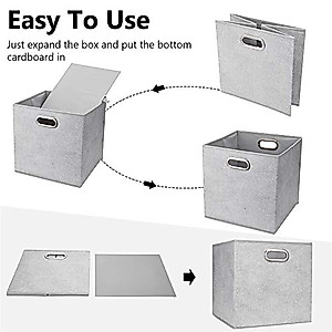 HSDT 13 inch Storage Cubes Bins Grey White Fabic Storage Cubes Inserts Foldable Cloth Storage Boxes Collapsible Storage Baskets Drawer for Cube Organizer ,QY-SC07-6