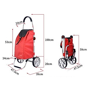 SH-gwtc Shopping Trolley,Foldable Shopping Cart 6 Wheels Climbing Trolly/Aluminum Alloy/Waterproof Shopping Bag/Collapsible Push Pull Carts (Color : A)