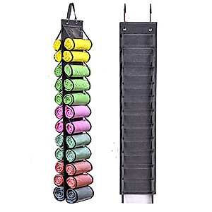 Legging Storage Bag Storage Hanger Can Holds 24 Leggings or Shirts Jeans Compartment Storage Hanger, Foldable Leggings Organizer Clothes Portable Closets Roll Holder (Grey-2)