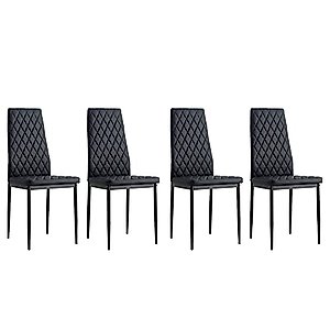 Tansole Dining Chair Set of 4 PU Leather Living Room Chair Modern Kitchen Armless Side Chair with Metal Legs for Restaurant Small Household (Black, Set of 4)