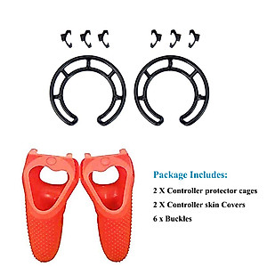 MASiKEN Touch Controller Grip Accessories & Protective Cages Stand for Oculus Quest/Rift S, Premium Controllers Skin Cover, Gel Shell Silicone Collision Protector Ring (Red)