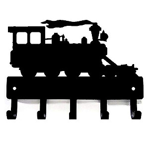 The Metal Peddler Steam Train Key Rack Holder for Wall - Small 6 inch Wide - Made in USA