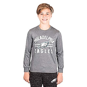 Ultra Game NFL Boys Super Soft Supreme Long Sleeve T-Shirt, Philadelphia Eagles, Heather Charcoal, 18-20