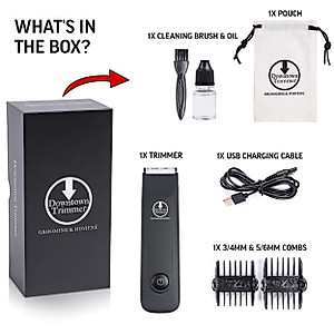 Downtown Trimmer, Electric Groin Hair Trimmer & Body Trimmer for Men, Replaceable Ceramic Blade Heads, Rechargeable, Waterproof, Elite Male Hygiene Machine