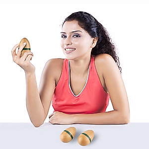 Eggs Shakers, Profession Wooden Egg Maracas Shakers For Adults, Hand Percussion Instrument for Musical Education Party Classroom Prizes (Natural Big)