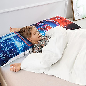 Meeting Story Game Gaming Body Pillow Cover Gamer Bedding Pillowcase with Envelope Closure for Boys Kids Adults (Blue-Purple)