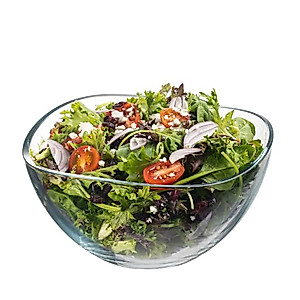 Vikko Glass Serving Bowl, 63.5 Ounce Beautiful Wavy Design, Thick and Durable Glass Mixing Bowl, For Salads, Desserts, Fruit, and More, Microwave and Dishwasher Safe Glass Serving Bowl, 8.2” x 4.5”