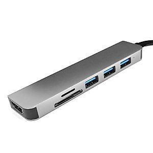 USB C Hub, 6-in-1 USB C to USB Adapter, 4K HDMI Adapter Multiport Dongle, 3 USB 3.0 Ports, SD/TF Card Reader, USB Converter Compatible with Laptop and More Type C Devices
