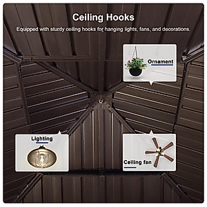 PURPLE LEAF 12' X 12' Hardtop Gazebo Canopy with Netting and Curtains for Outdoor Hot Tub Heavy Duty Backyard Sunshade Deck Metal Roof Patio Permanent Pavilion