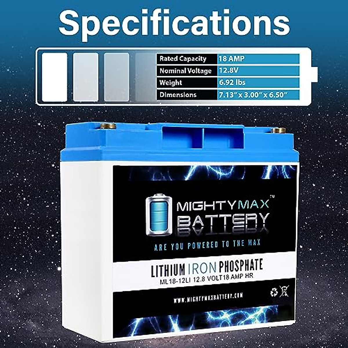 Mighty Max Battery 12V 18AH Lithium Replacement Battery for 12896 51814 51913 104831