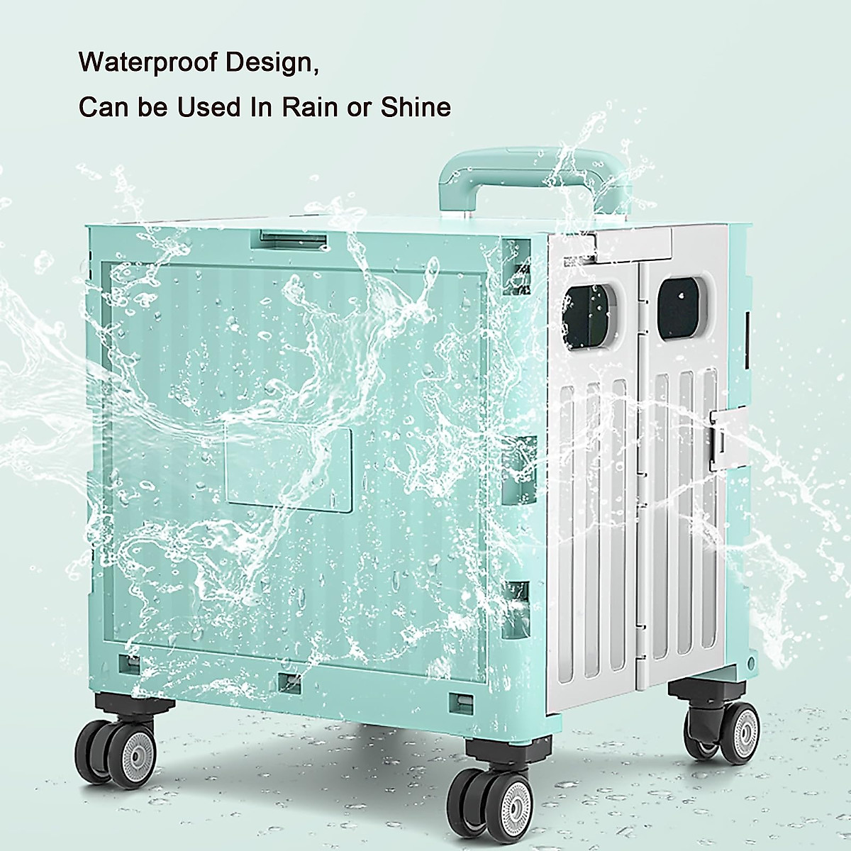 Grocery Cart on Wheels Cart Stair Climber Wheeled Rolling Crate Teacher Utility with Collapsible (Size : Green Eight Rounds)