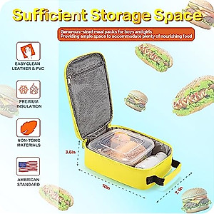 Hairao Kids Lunch Box Insulated Soft Lunch Bag Leather Lunch Box Gameboy Mini Cooler Back to School Thermal Meal Tote Kit Boys Girls Teens