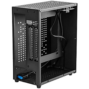 Aluminum Mini ITX Case with PCIe Riser, JOYJOM Mini PC Case, SFF Small Form Factor PC Case, TX Computer Gaming Case supports GPU Graphics Card (Black)