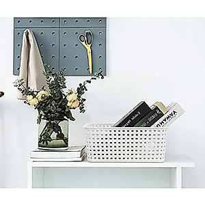 Easymanie Plastic Weave Storage Basket Bin, 10" x 7.5" x 4", 6 Pack