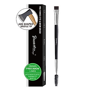 Bueart Design PRECISION Concealer brush for eyebrows Dual Ended Detail Flat Eyeliner definer Brow Brush with spoolies for eyebrow eyelash Spiral Brush Spoolie Mascara Brush