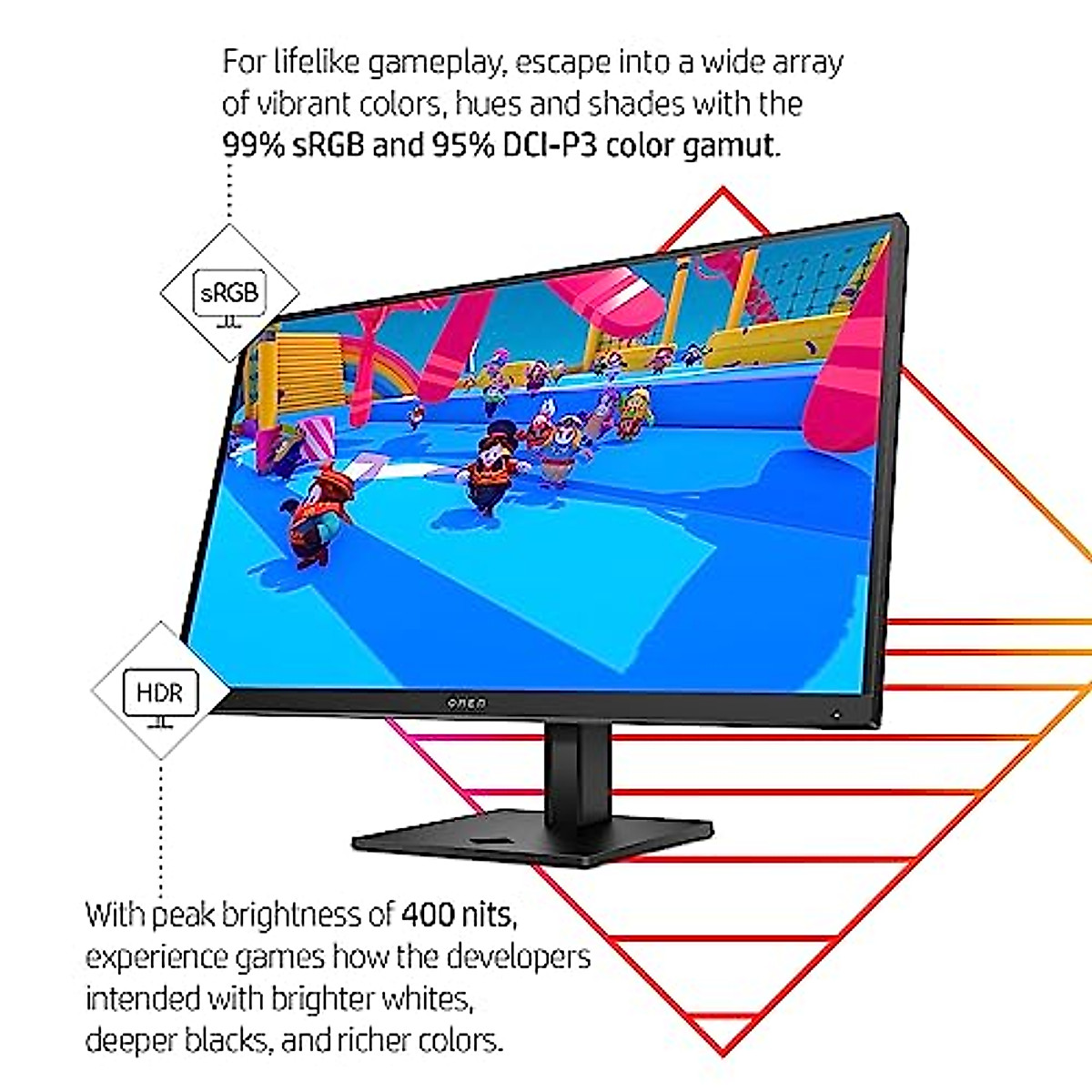 HP OMEN 27q QHD 165Hz Gaming Monitor, QHD Display (2560 x 1440), IPS Panel, 99% sRGB, 95% DCI-P3, 16:9, AMD FreeSync Premium Technology, 27q (2023),Black