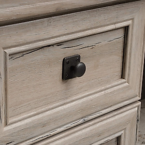 Sauder Palladia L-Shaped Desk, L: 68.74" x W: 65.12" x H: 29.61", Split Oak finish