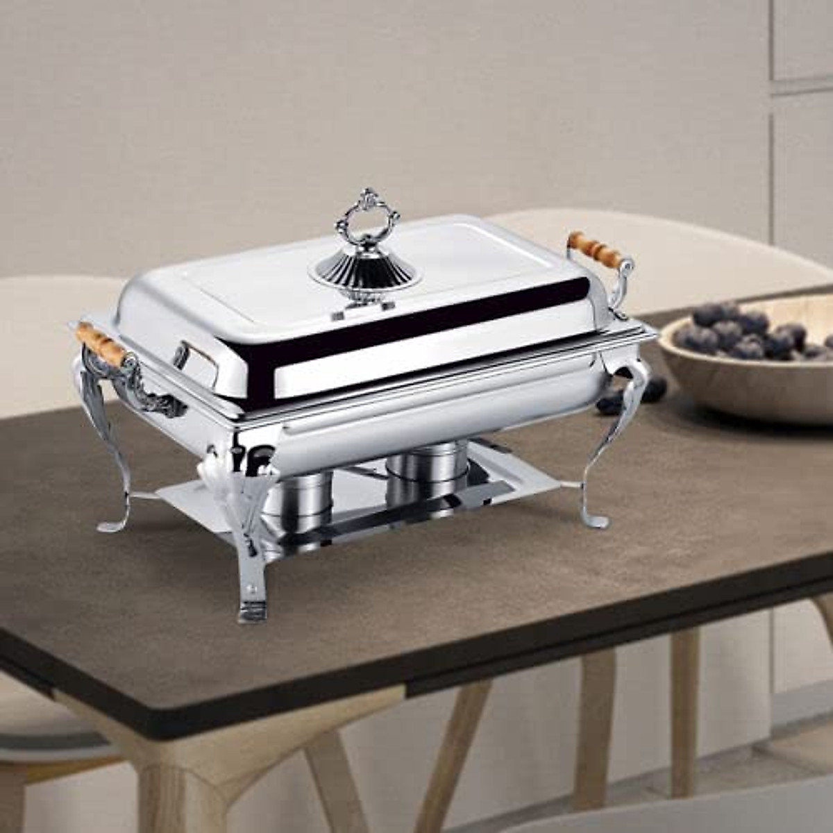 Chafing Dish Tray Buffet Catering Chafers Catering Stainless Steel Chafer Chafing Dish Set Buffet Party Food Warmerfor buffet, wedding and other banquet events Silver