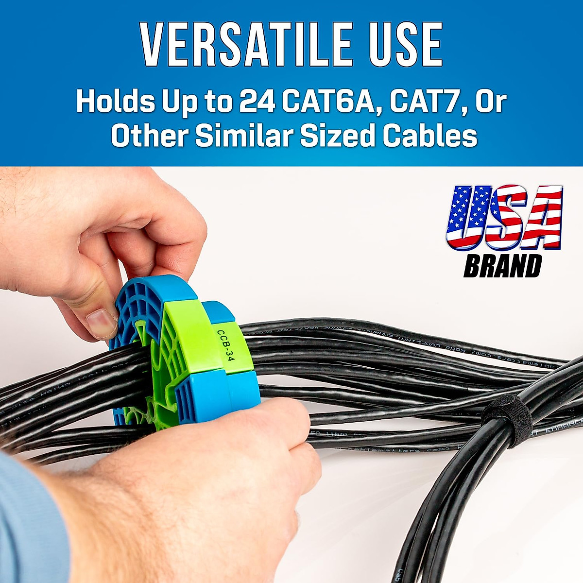 Jonard Tools CCB-34 Cable Comb Organizing Tool, Wire Comb, Cable Dresser, Bundler, Organizing Tool, Ethernet Comb, Network Cable, Data Cable Comb, Cable Dresser, Cat6A, Cat7, Blue/Green